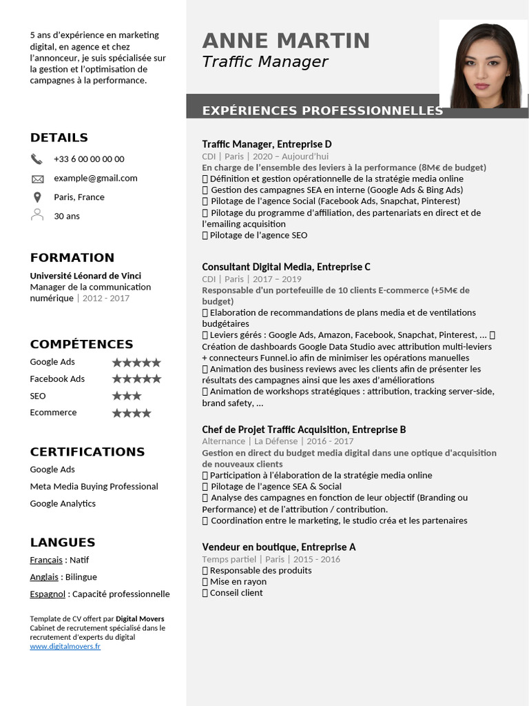 Template CV Resume Traffic Manager | PDF