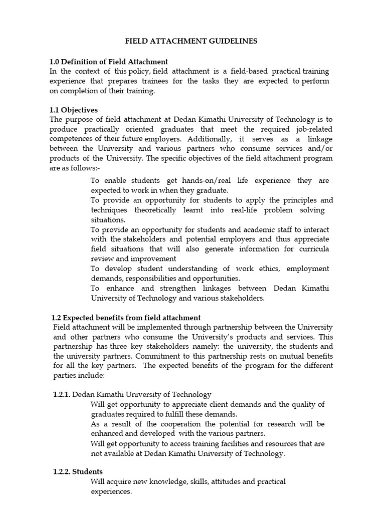 Dekut Attachment Guidelines | PDF