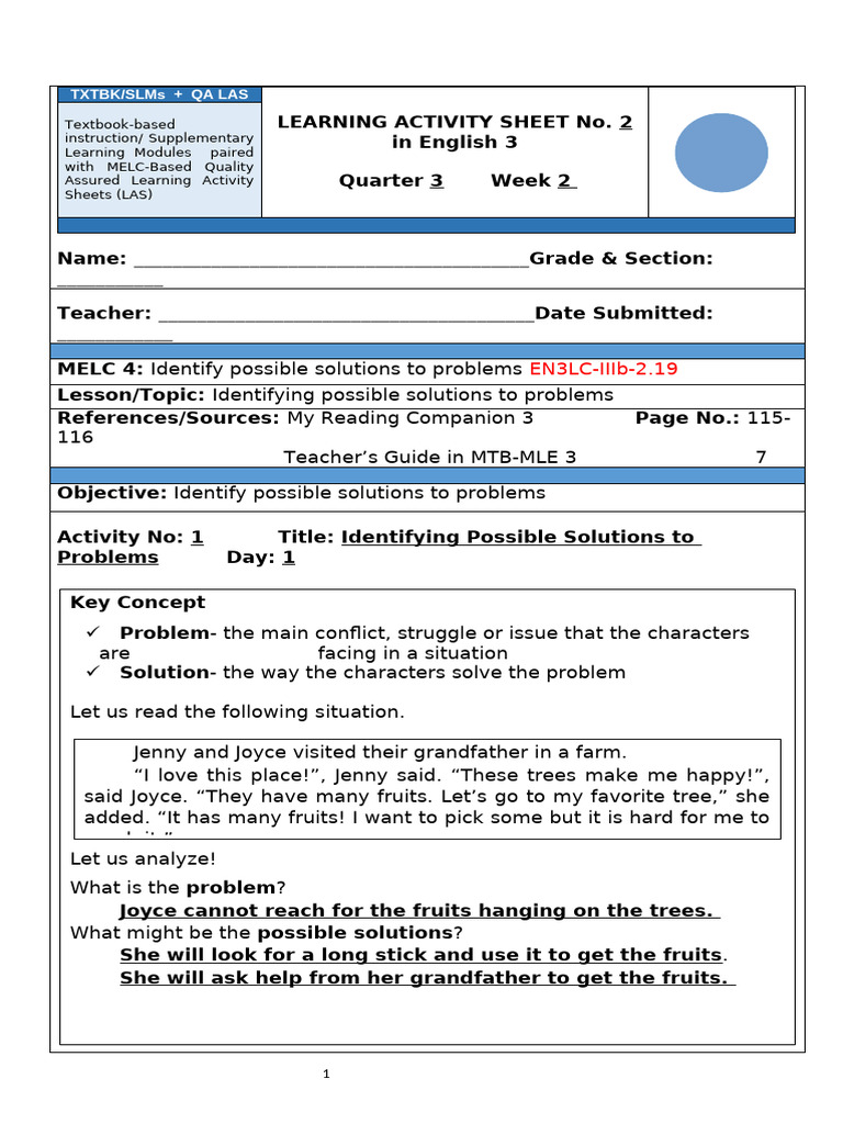 English 3 Learning Activity Sheet 2 | PDF