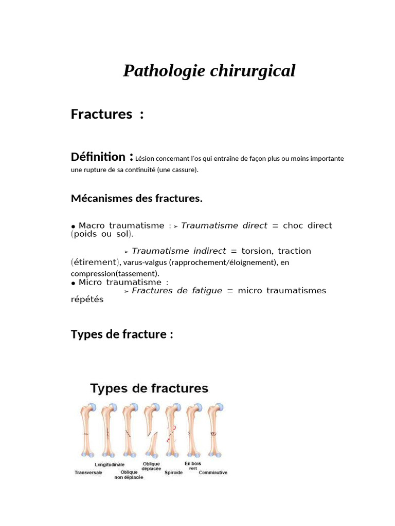 Pathologie Chirurgical: Fractures | PDF