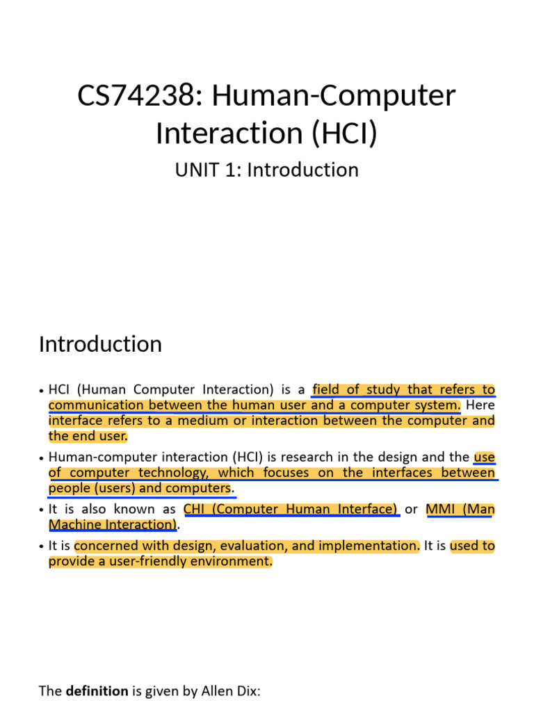 UNIT 1 Introduction HCI | PDF