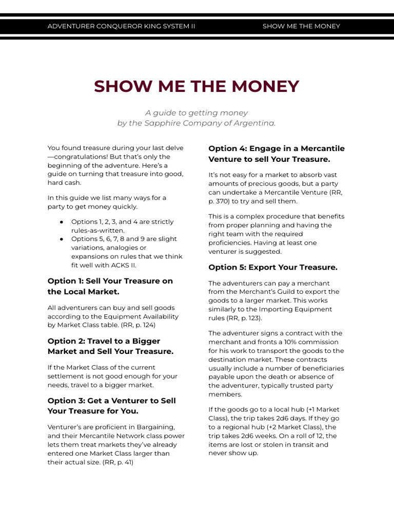 Acks Ii Show Me The Money V1.03 | PDF