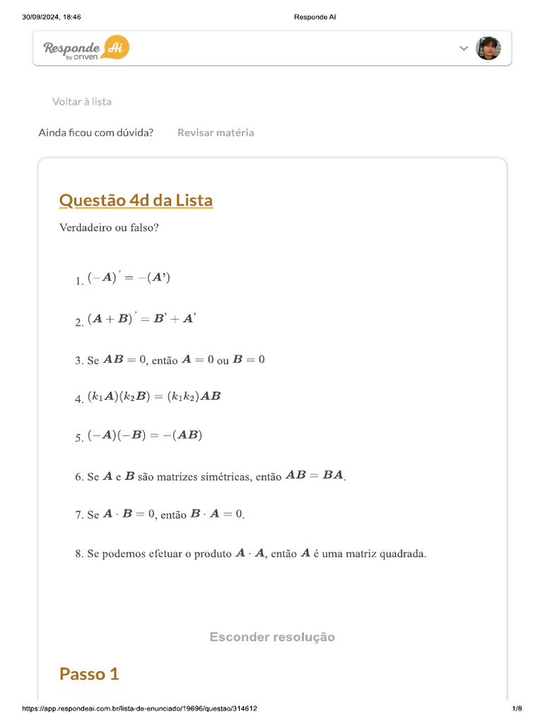 Questão 4d Da Lista Algebra | PDF