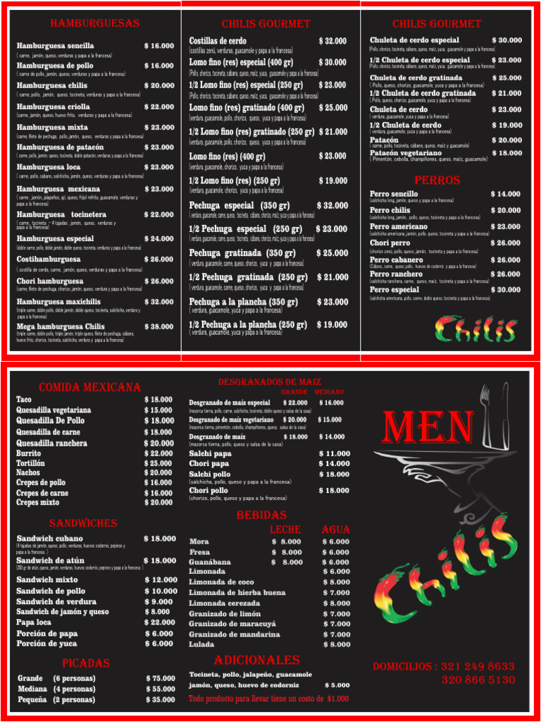 Menu Chilis 2024.... | PDF
