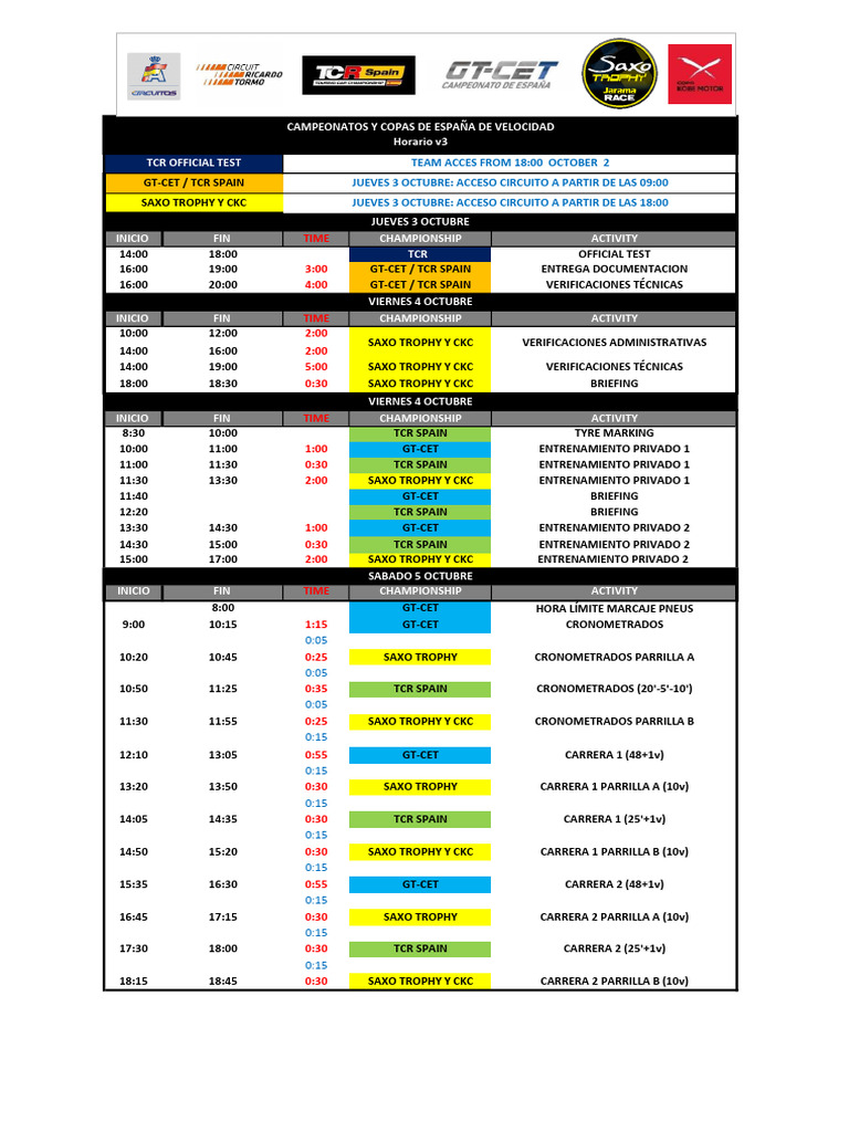 Horario v3 Valencia 2024 | PDF