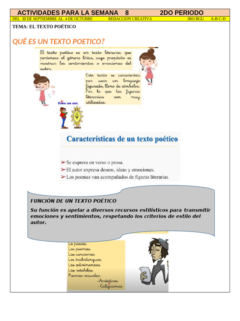 Actividades de Redaccion Creativa Semana 8 3ros | PDF