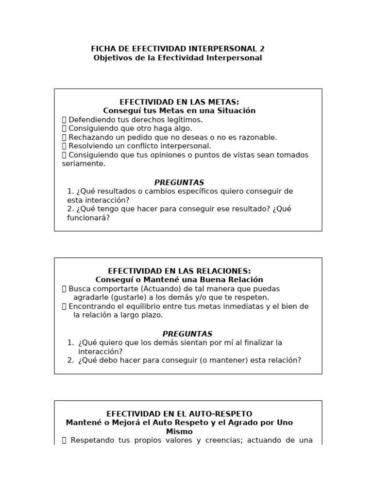 Ficha de Efectividad Interpersonal 2 | PDF