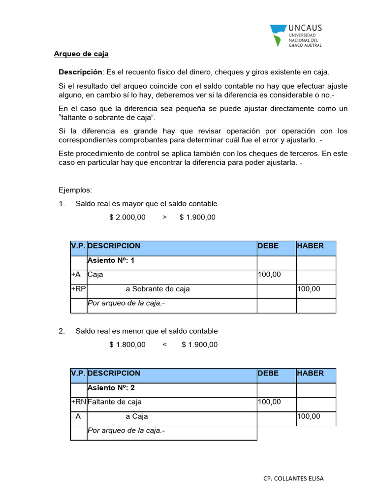 Arqueo de Caja + Conciliacion Bacaria | PDF