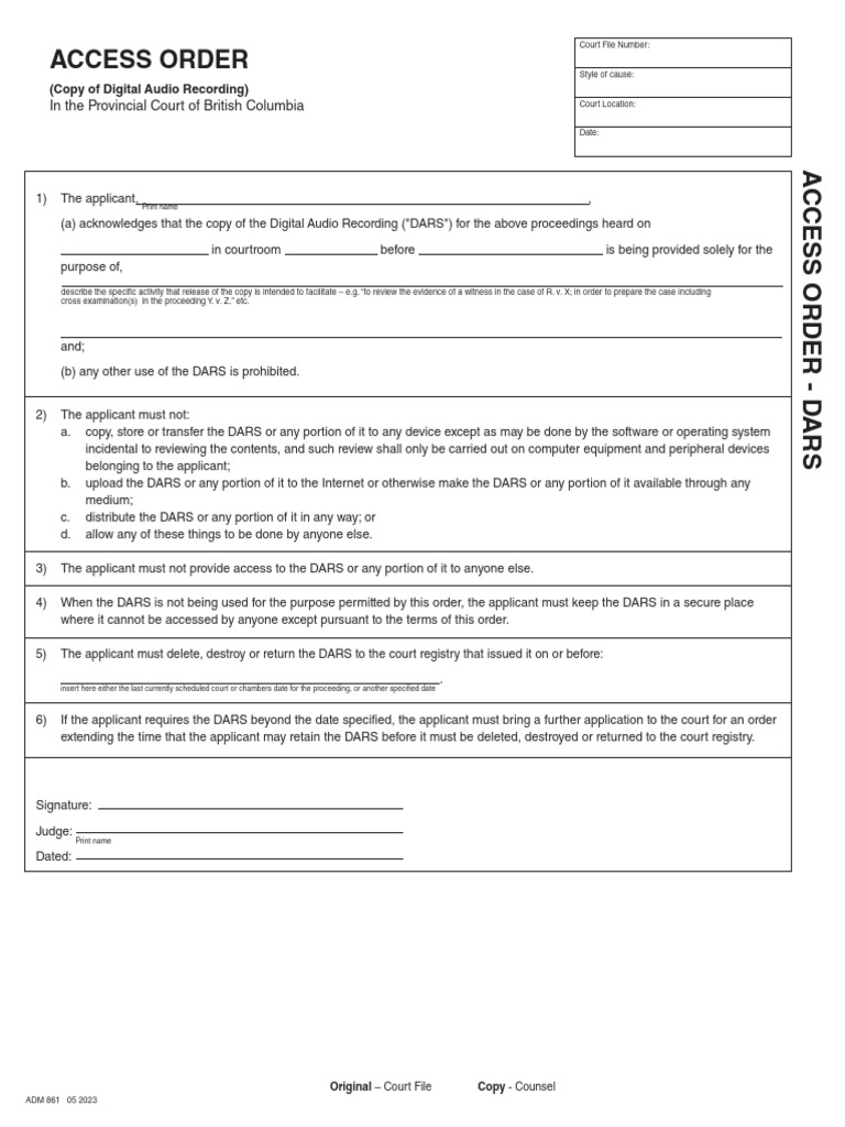 Adm861 Access Order | PDF
