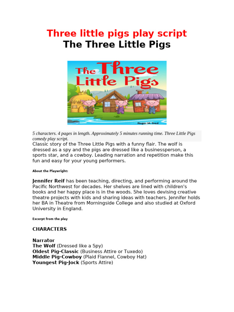 Three Little Pigs Play Script | PDF