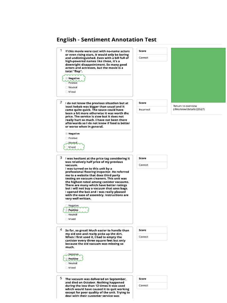 English - Sentiment Annotation Test | PDF