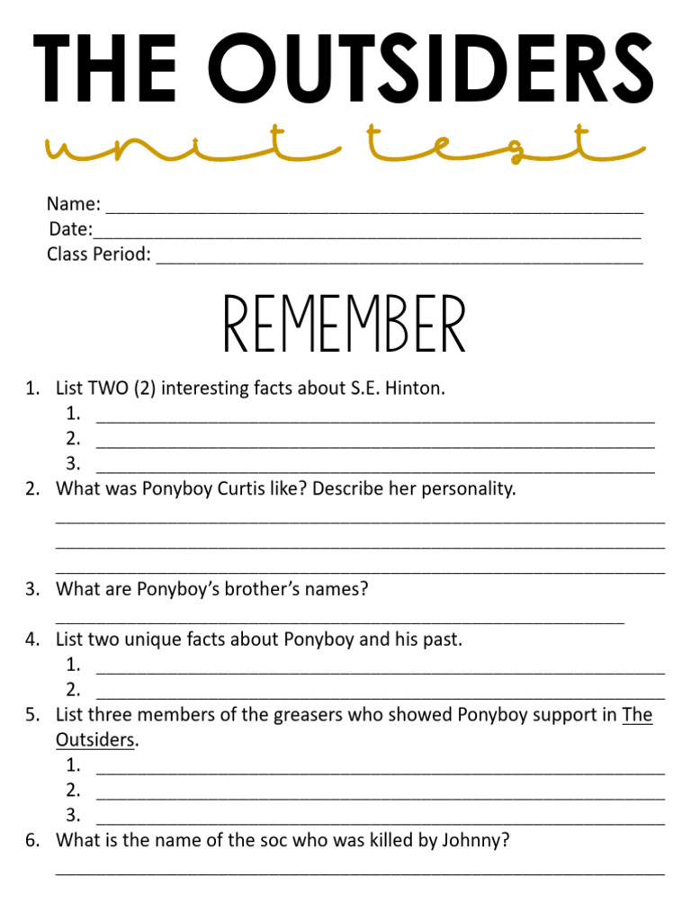 3 Final Test The Outsiders | PDF