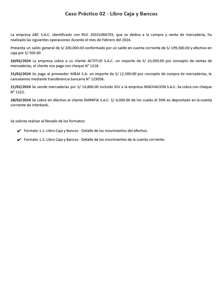 Caso Pr-Ctico 2 - Libro Caja y Bancos | PDF