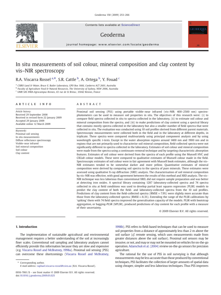 In Situ Measurements of Soil Colour, Mineral Composition and Clay ...