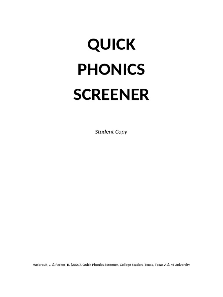 Quick Phonic Screener | PDF