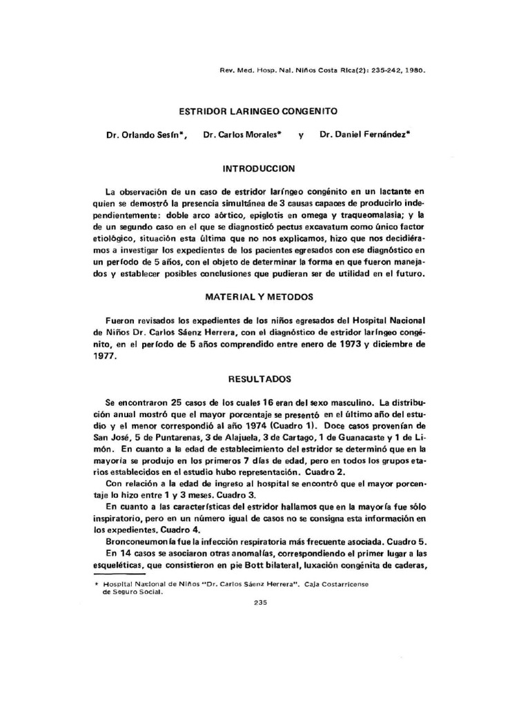 Estridor Laringeo Congenito | PDF