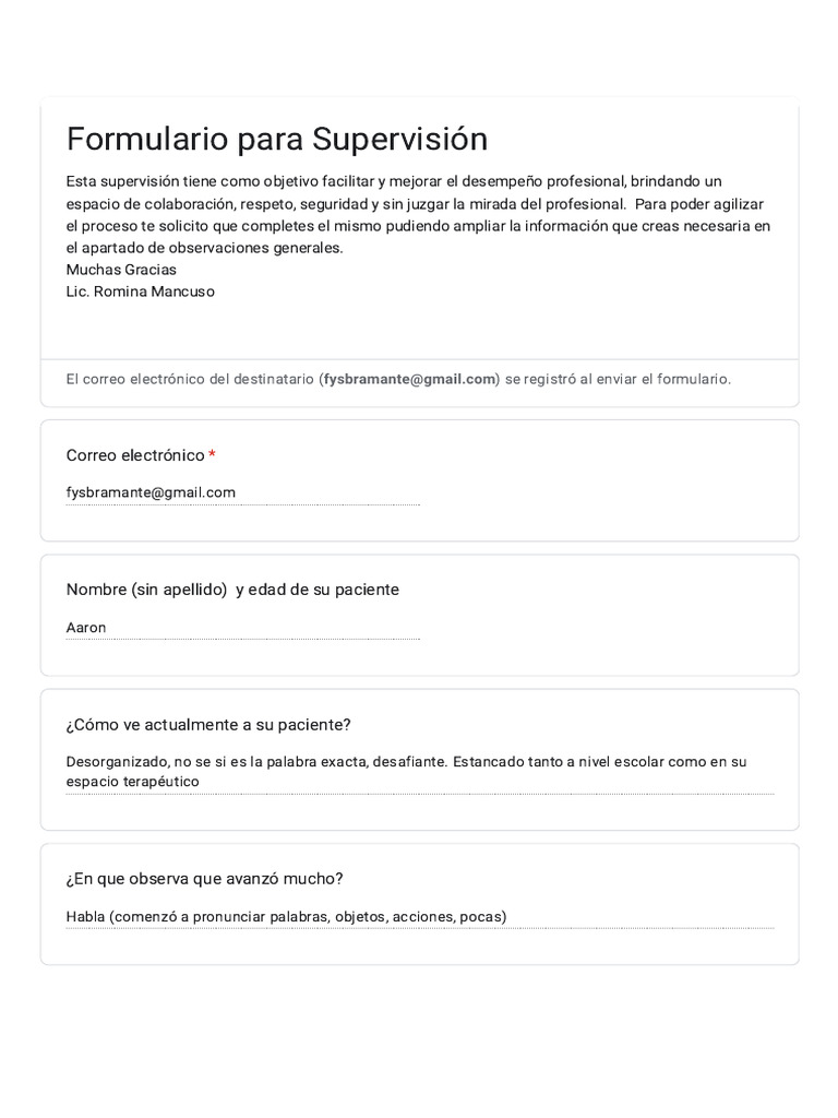 Formulario para Supervisión - Formularios de Google | PDF