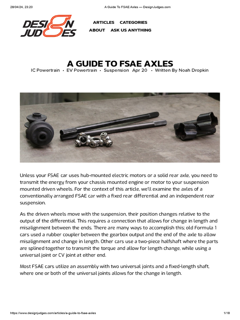 A Guide To FSAE Axles | PDF