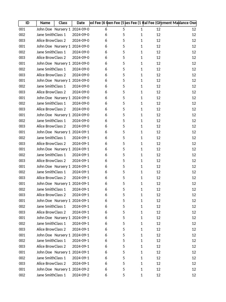 School Fees Collection Two Months Template | PDF