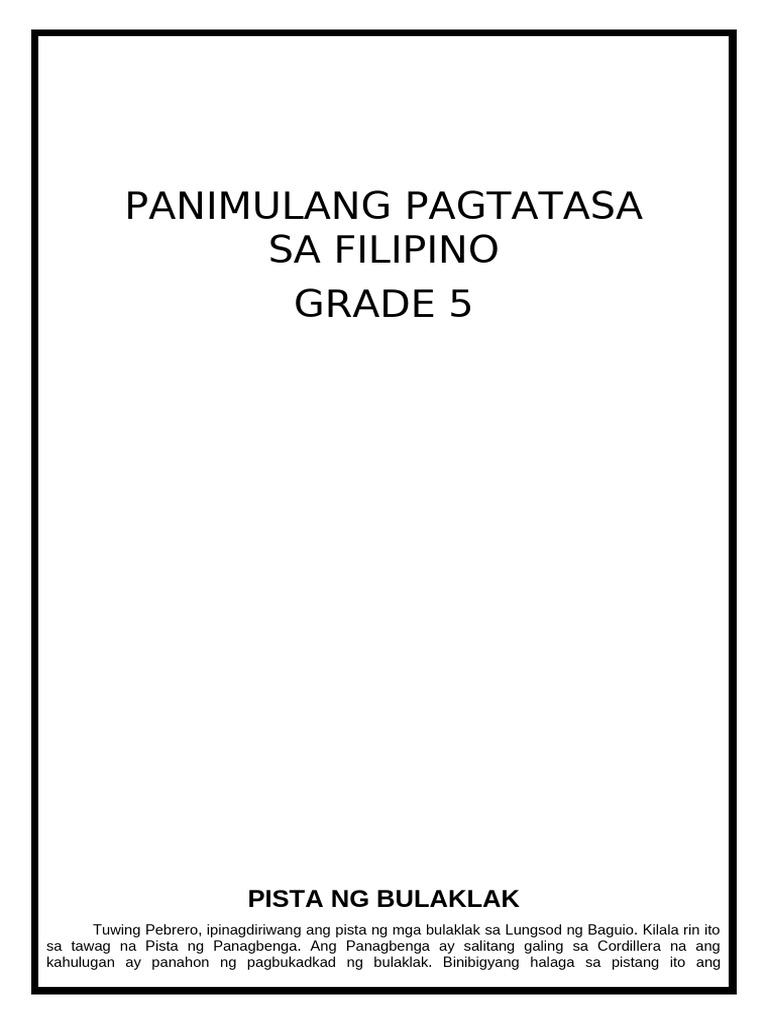 Phil Iri Filipino Material Grade 5 and 6 Set B | PDF | Languages Of ...
