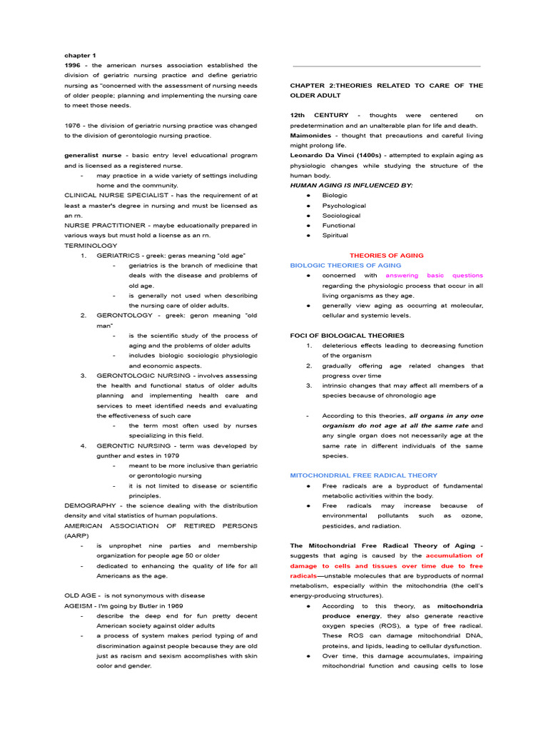 Geria Lecture - Midterm | PDF