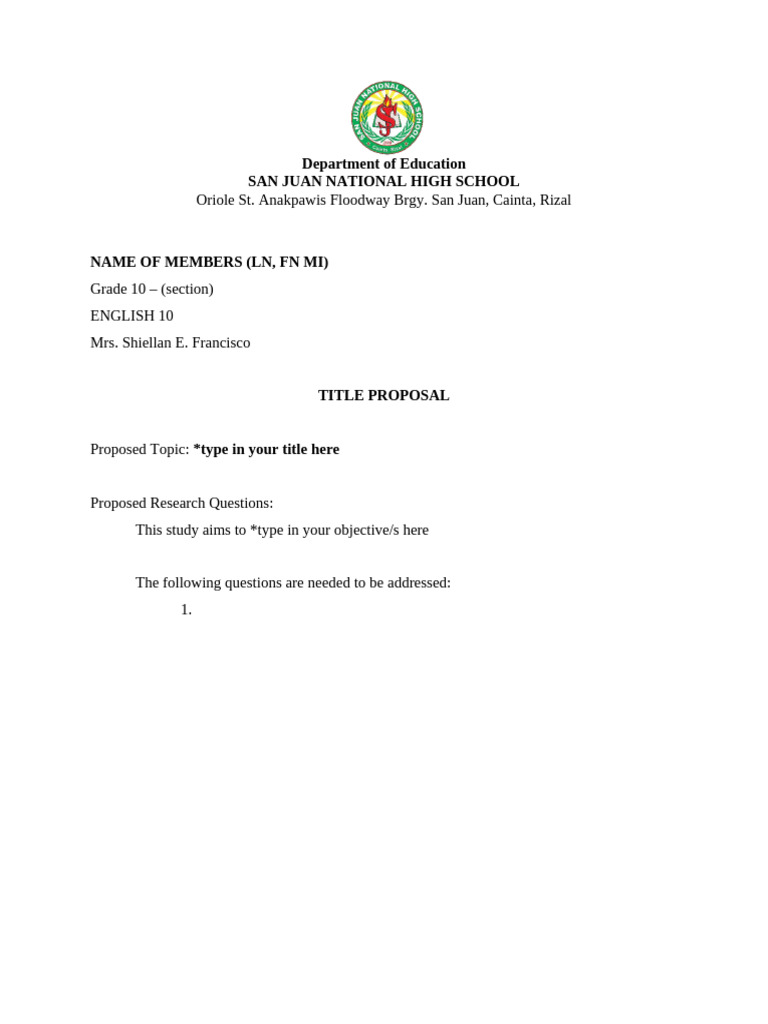 Title-Proposal 2 | PDF