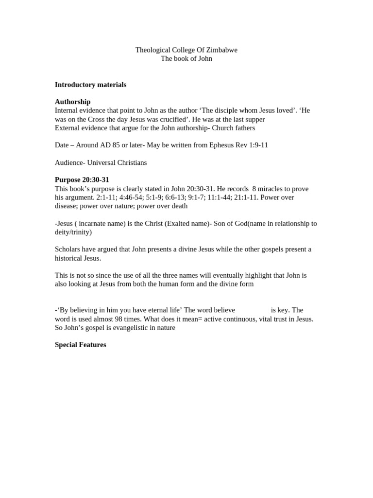 The Gospel John Notes | PDF