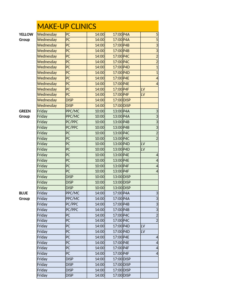 Stage 4 Make-Up Clinic Roster 2 | PDF