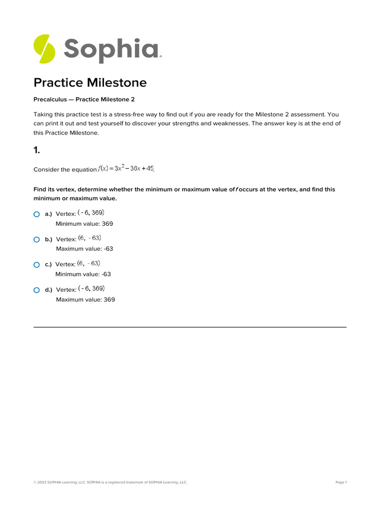 Math1035 Unit 2 Practice Milestone | PDF | Factorization | Teaching Methods & Materials