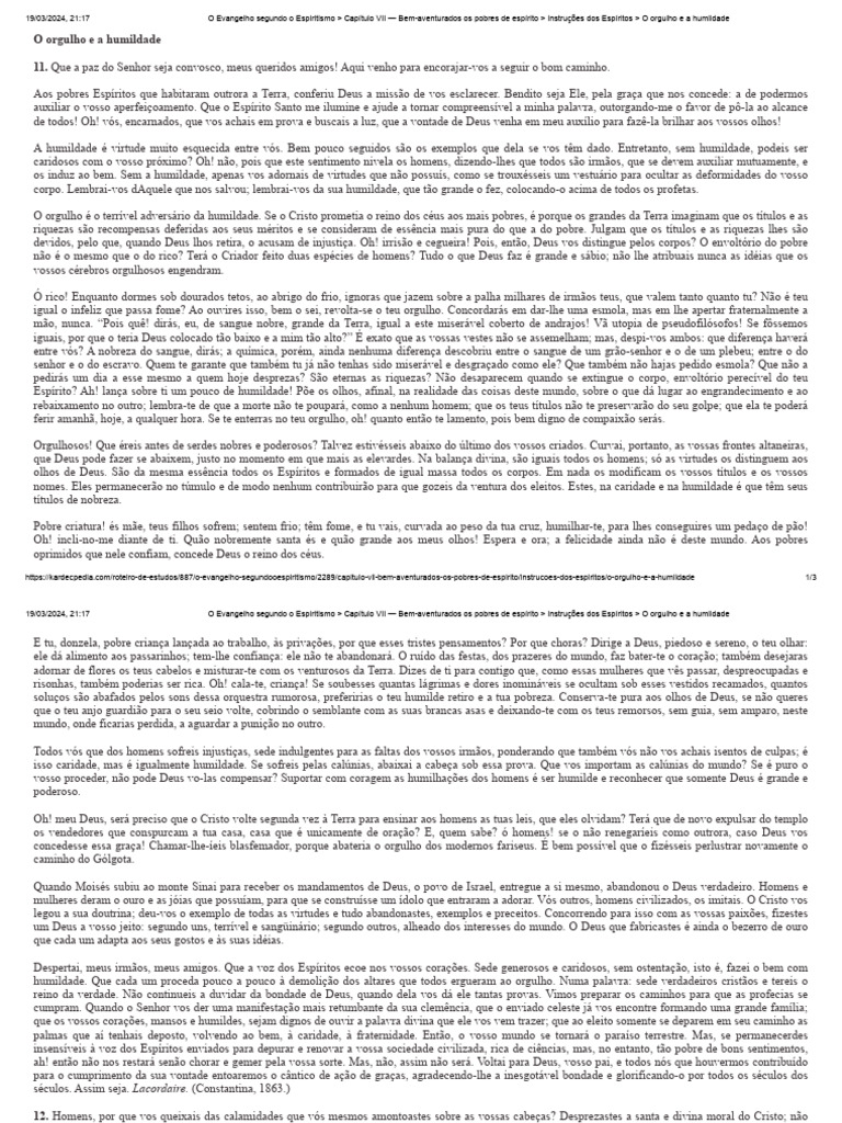 Orgulho e Humildade no Espiritismo | PDF | Deus | Espiritismo