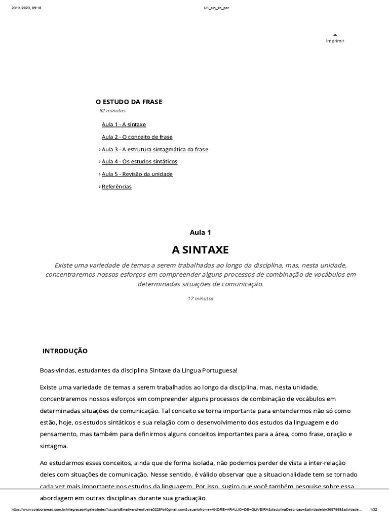 A Sintaxe | PDF