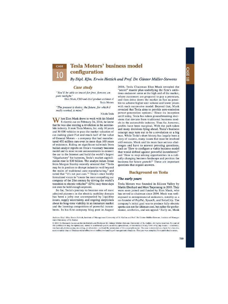 5 - Case - Tesla Motors Business Model Configuration | PDF