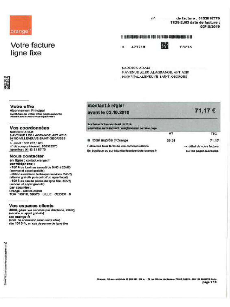 Facture Orange | PDF