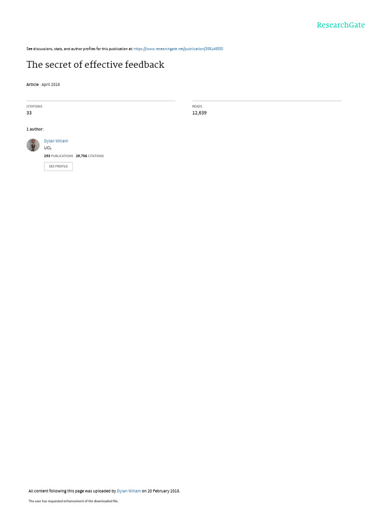 The Secret of Effective Feedback | PDF