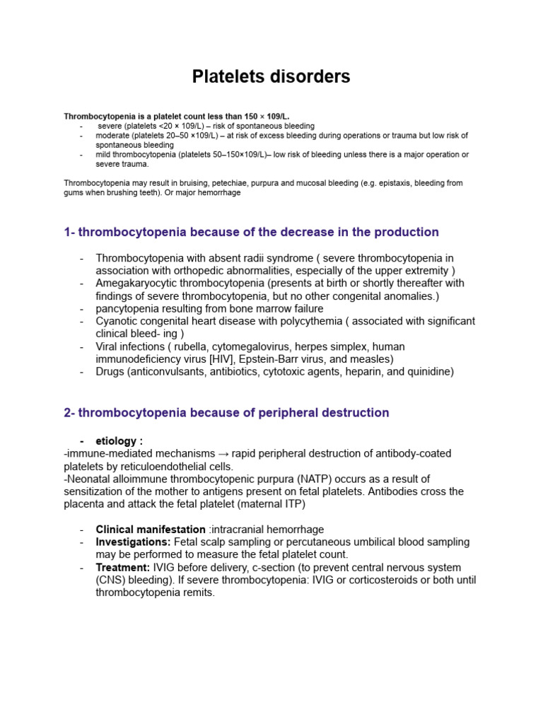 Platelet Disorders | PDF