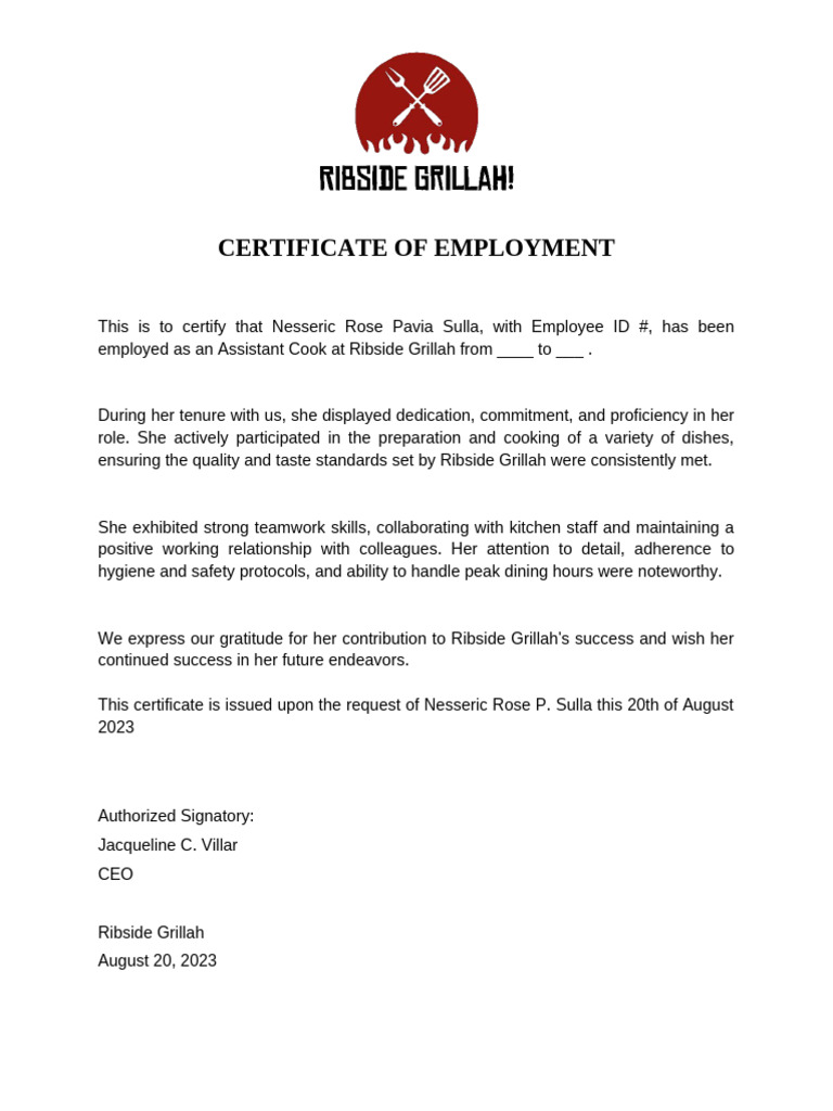 Certificate of Employment | PDF