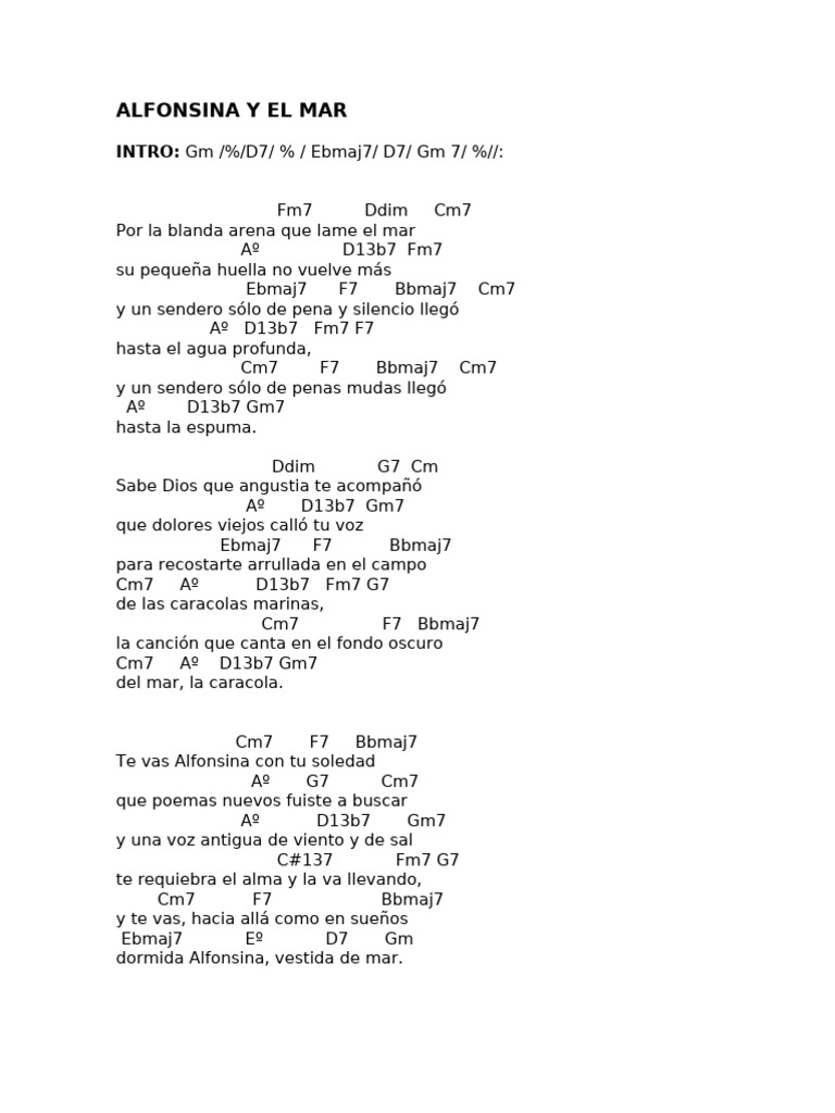 Alfonsina y El Mar Letra y Acordes | PDF
