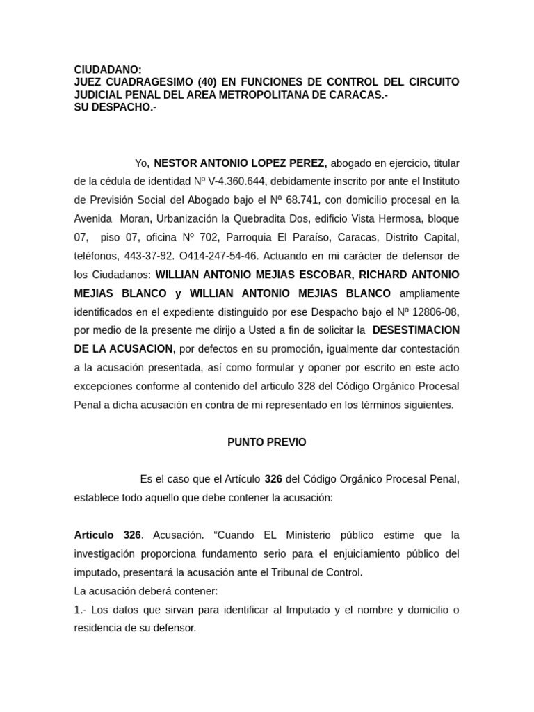 Excepciones Caaso Caricuao. | PDF