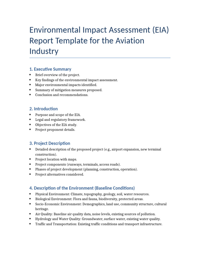 EIA Report Template Aviation Industry | PDF