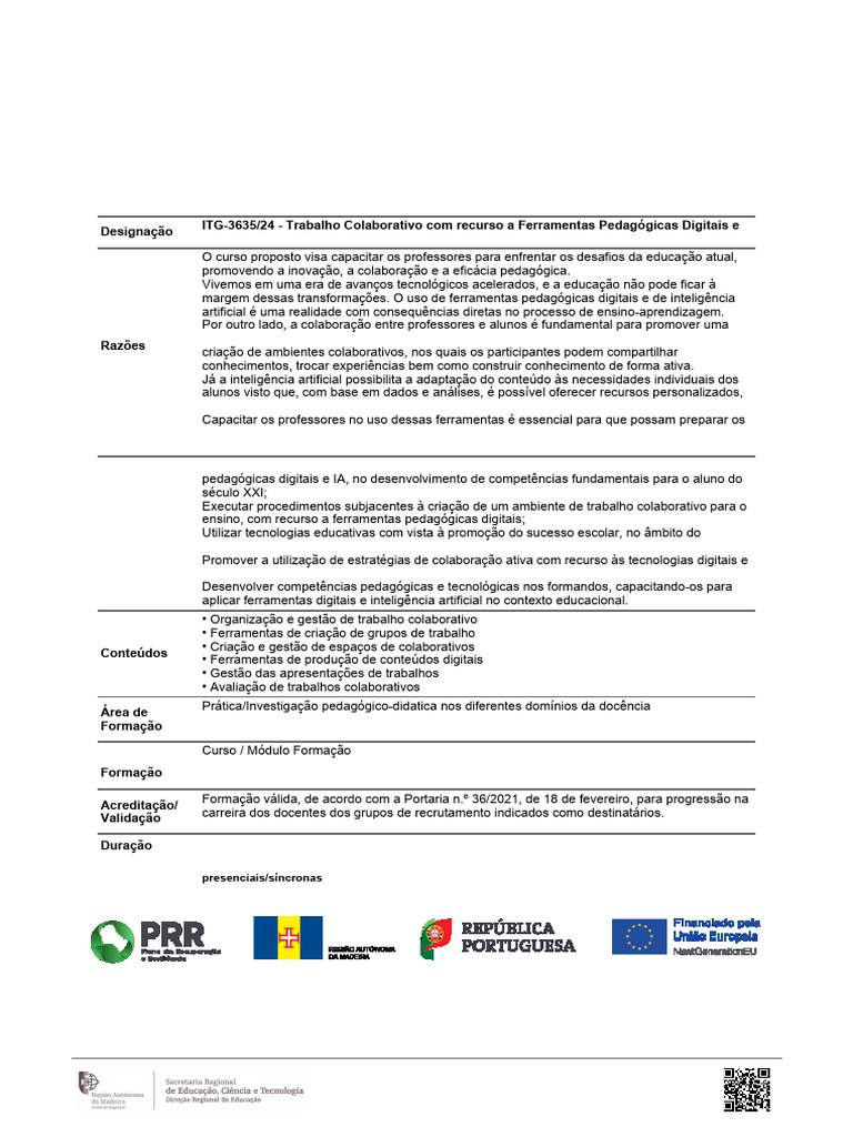 Programa Atividade Formativa | PDF