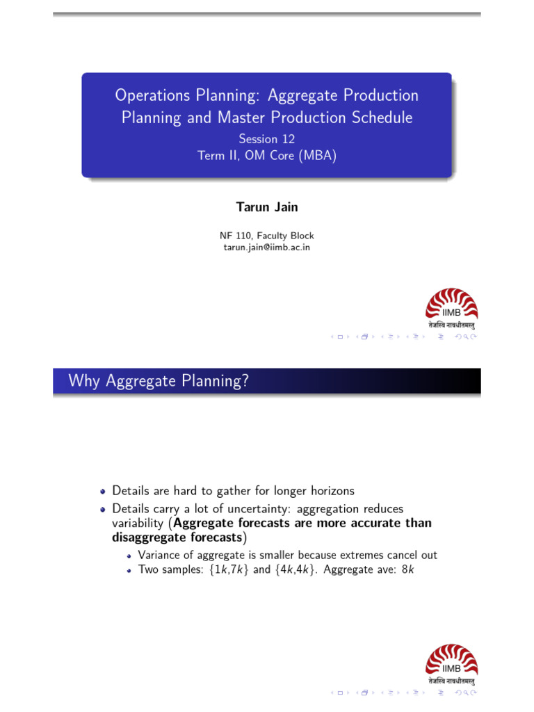 OM - Lecture - 12 - Handout - 2023 | PDF