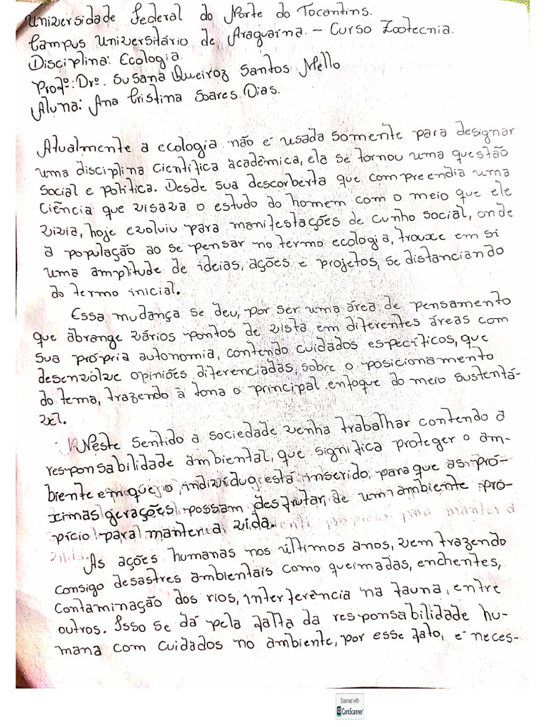 Atividade 01 - Ecologia - Ana | PDF