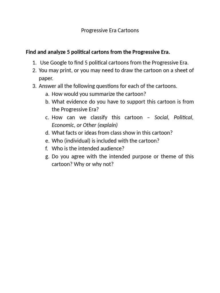 Progressive Era Cartoon Analysis | PDF