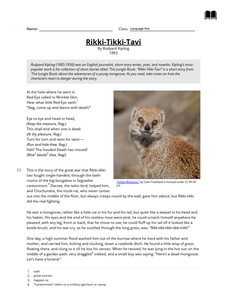 Rikki Tikki Tavi Short Story | PDF