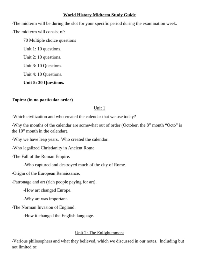 Study Guide World History Midterm | PDF Study Guide World History Midterm | PDF