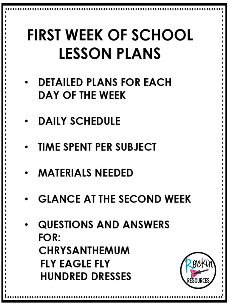 First Week Lesson Plans | PDF