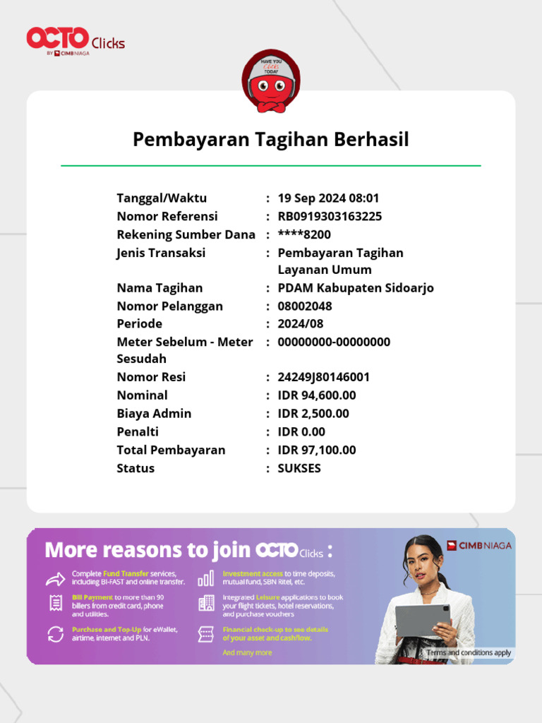 Pembayaran Tagihan Layanan Umum - RB0919303163225 | PDF