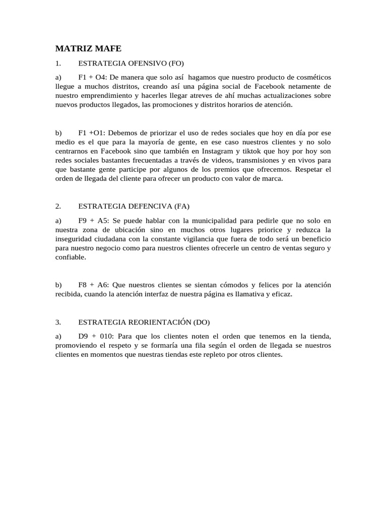 Matriz Mafe 1 | PDF