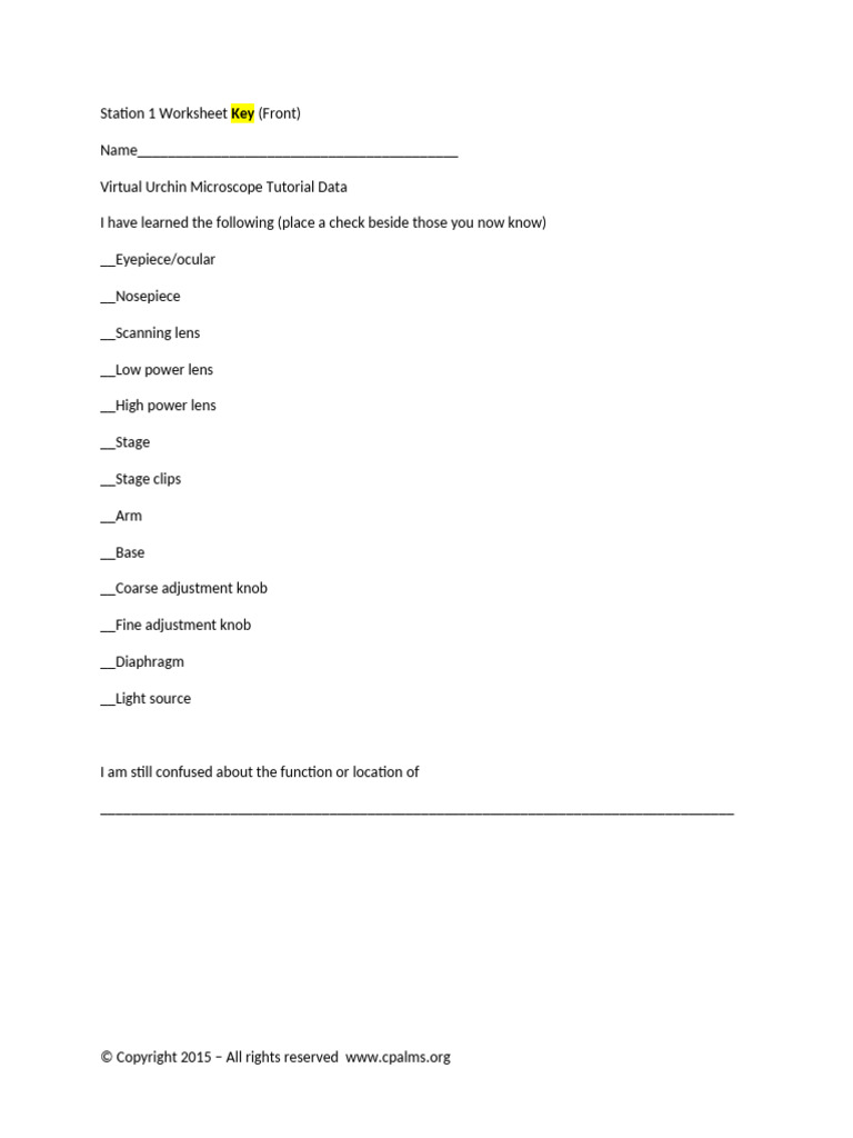 Station 1 Worksheet Key Micros | PDF