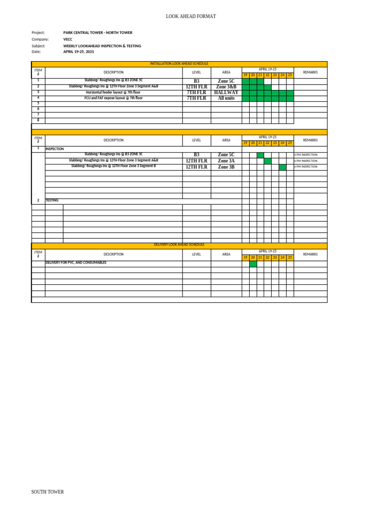 Catch-Up Schedule For Plumbing | PDF